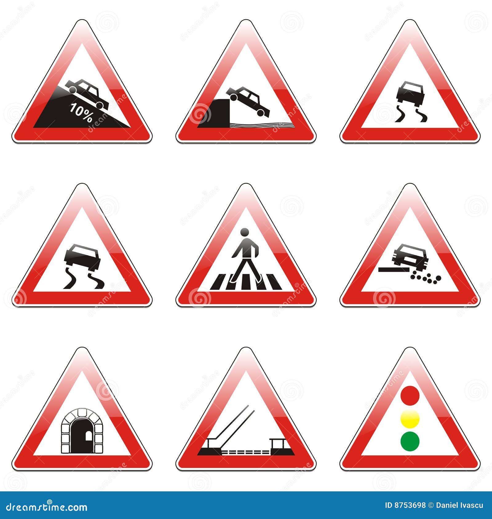 Isolated European Road Signs Stock Vector - Illustration of pedestrian ...