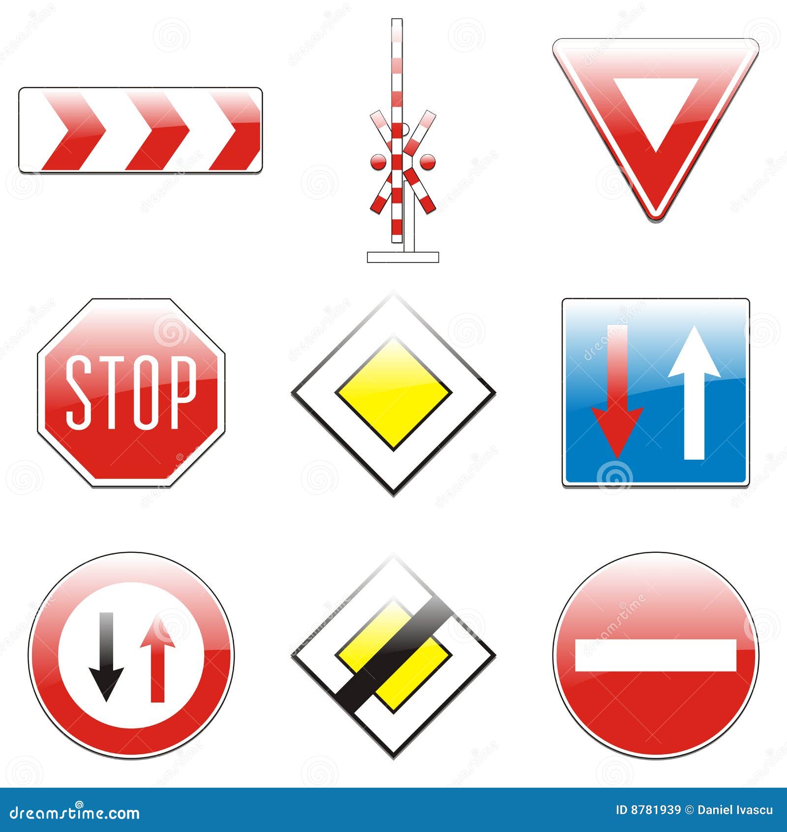 Isolated European Road Signs Stock Vector - Illustration of cross ...