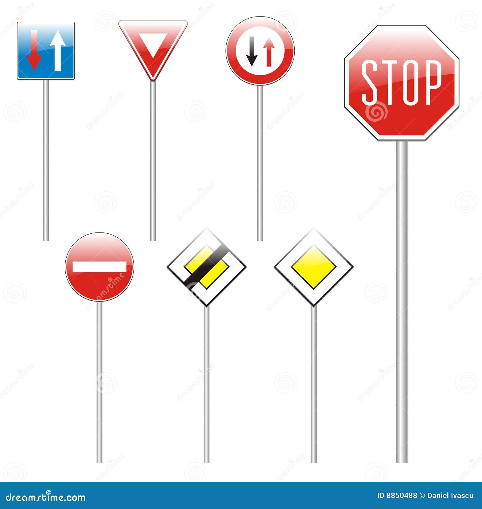 Isolated European Road Signs Stock Vector - Illustration of driving ...