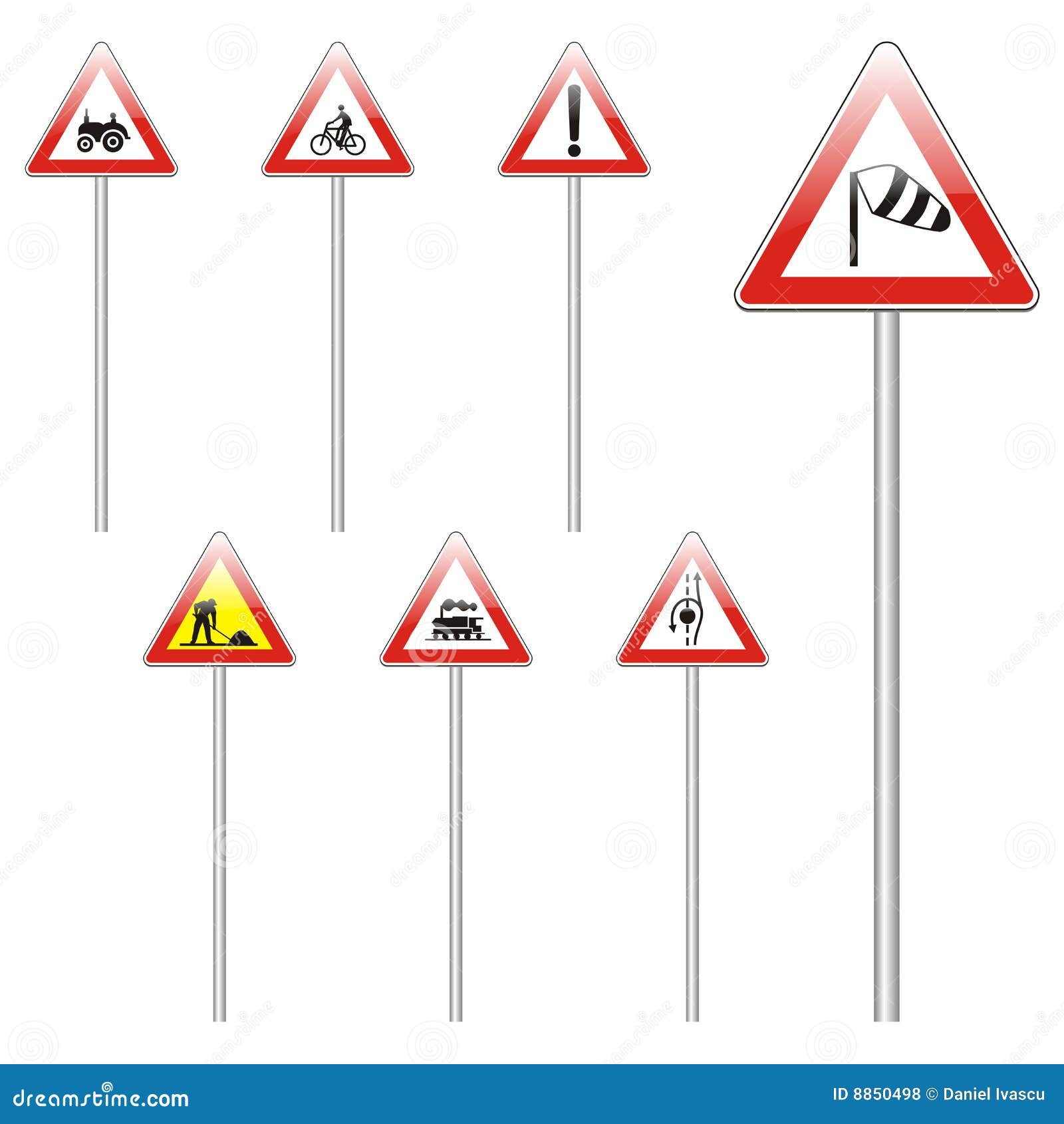 Isolated European Road Signs Stock Vector - Illustration of overtake ...