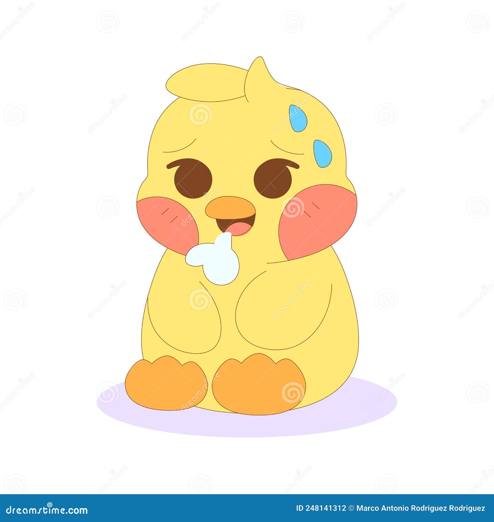 Isolated Exhausted Chick Cartoon Character Vector Stock Vector ...