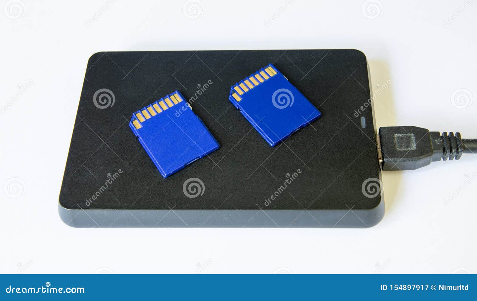 An Isolated External Hard Disk Drive on a White Background with Two ...