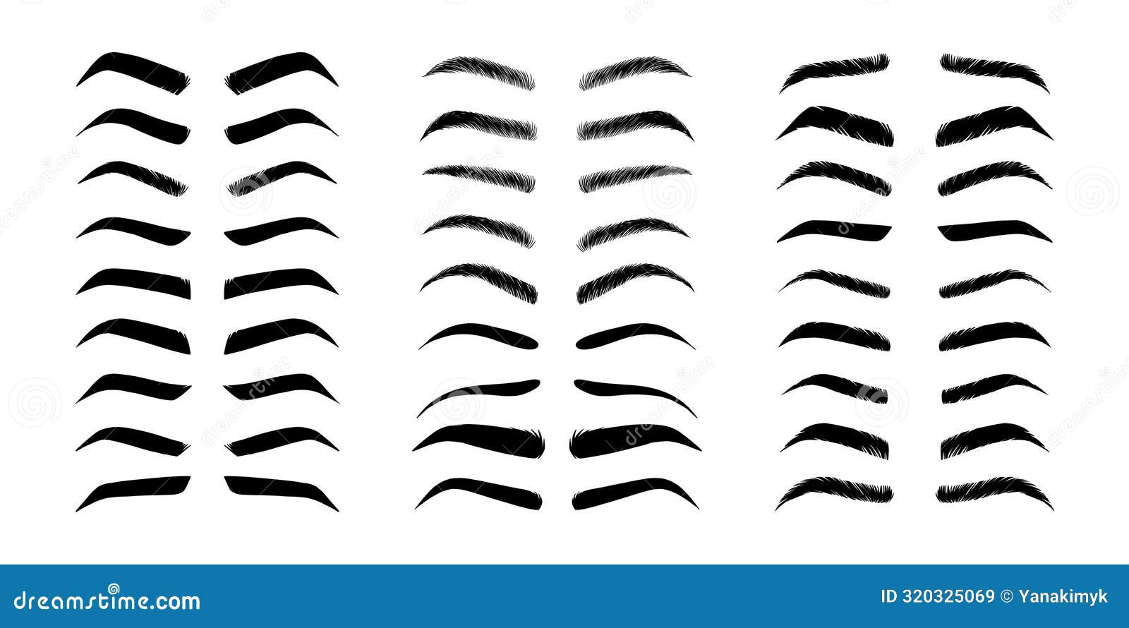 Isolated Eyebrows Set Cartoon. Eyebrow Makeup Template. Classic Brow ...