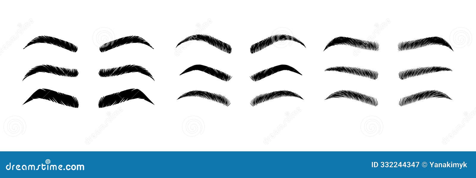 Isolated Eyebrows Set Cartoon. Eyebrow Makeup Template. Classic Brow ...