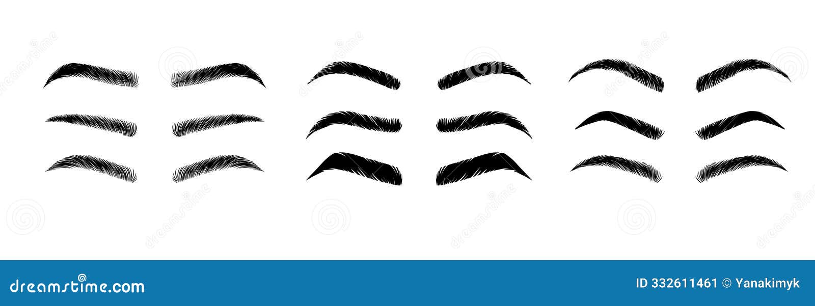 Isolated Eyebrows Set Cartoon. Eyebrow Makeup Template. Classic Brow ...