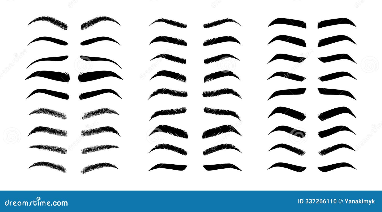 Isolated Eyebrows Set Cartoon. Eyebrow Makeup Template. Classic Brow ...