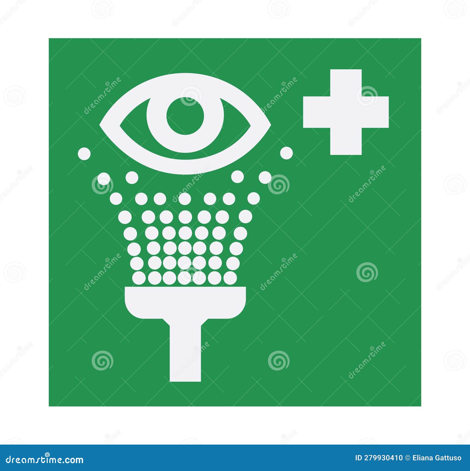 Isolated Eyewash Station Symbol on Green Background. Vector ...