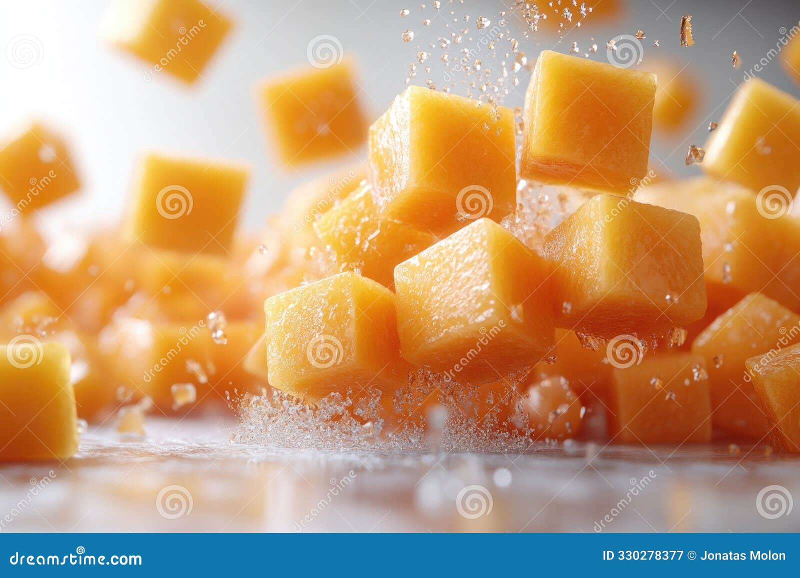 Isolated Falling Mango Cube on White Background with Full Depth of ...