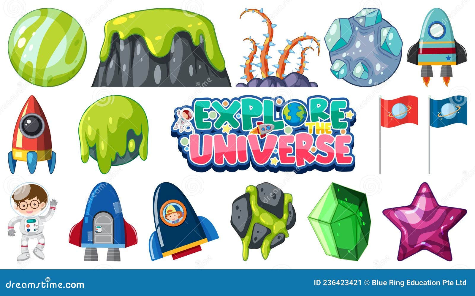 Isolated Fantasy Space Game Objects and Elements Set Stock Vector ...