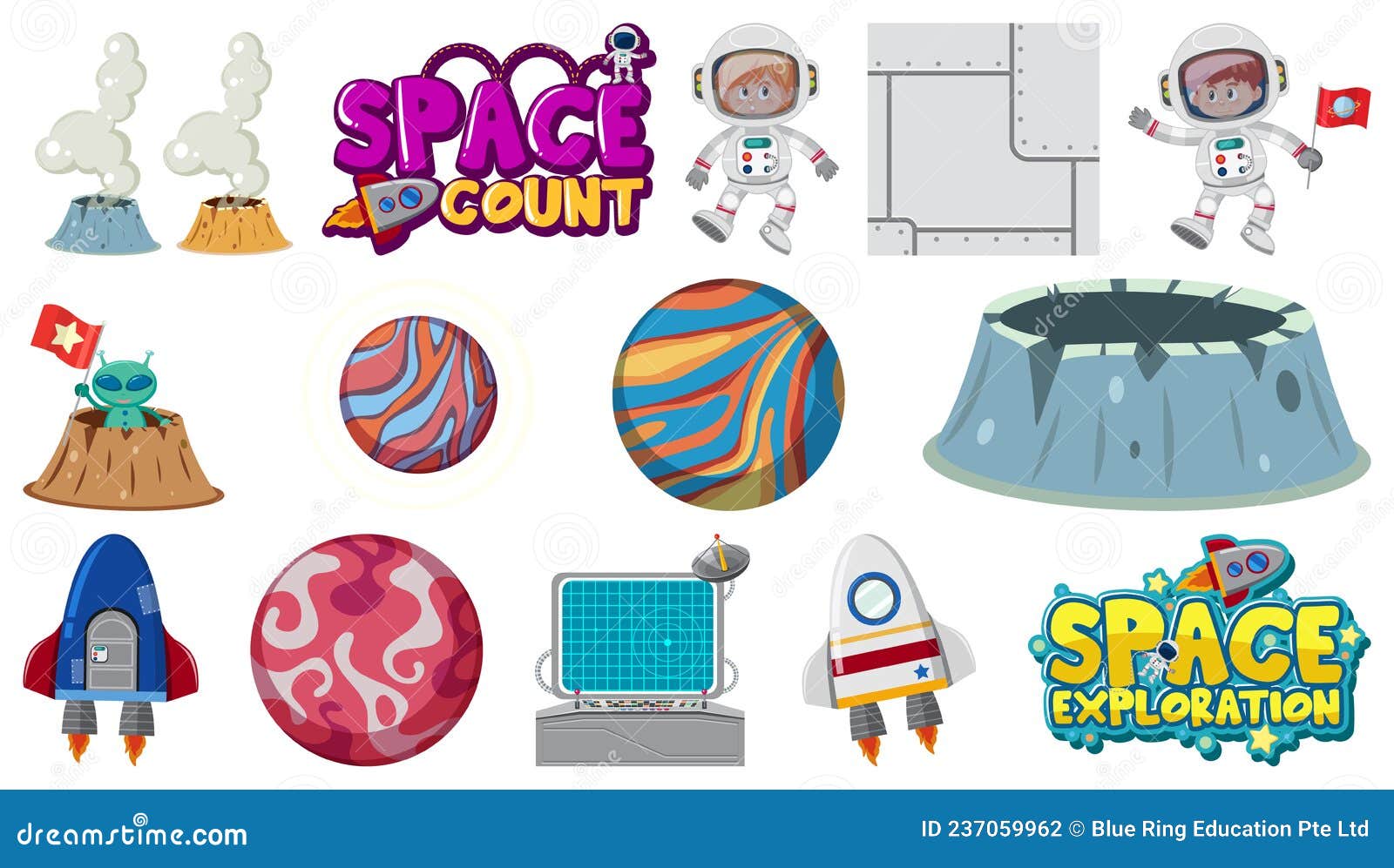 Isolated Fantasy Space Game Objects and Elements Set Stock Vector ...