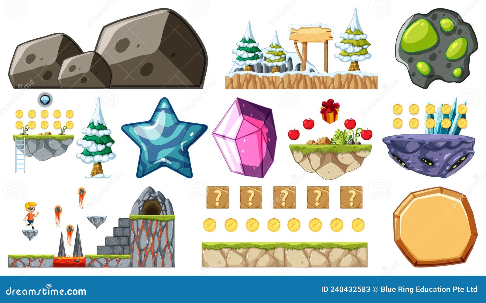 Isolated Fantasy Space Game Objects and Elements Set Stock Vector ...