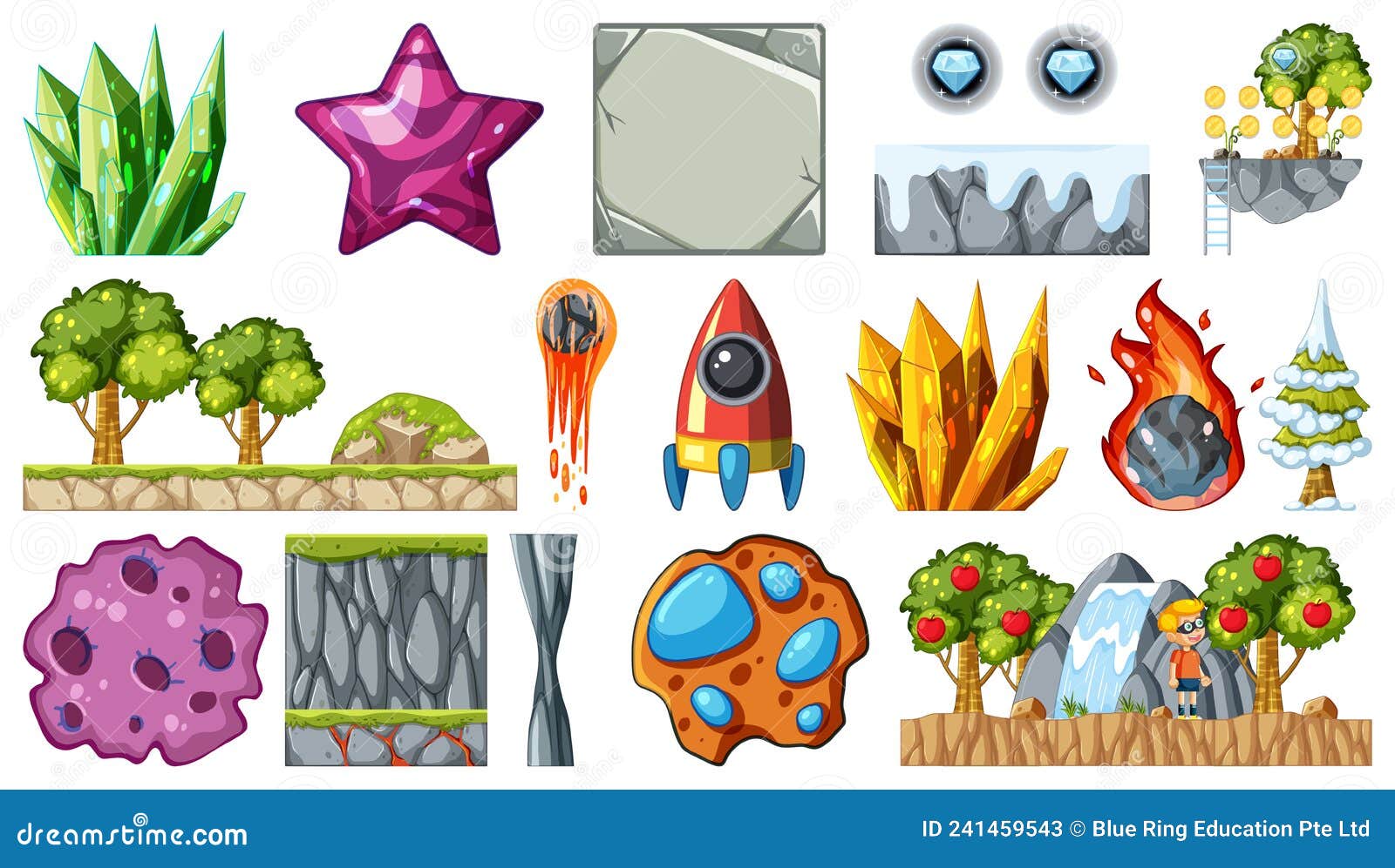 Isolated Fantasy Space Game Objects and Elements Set Stock Vector ...