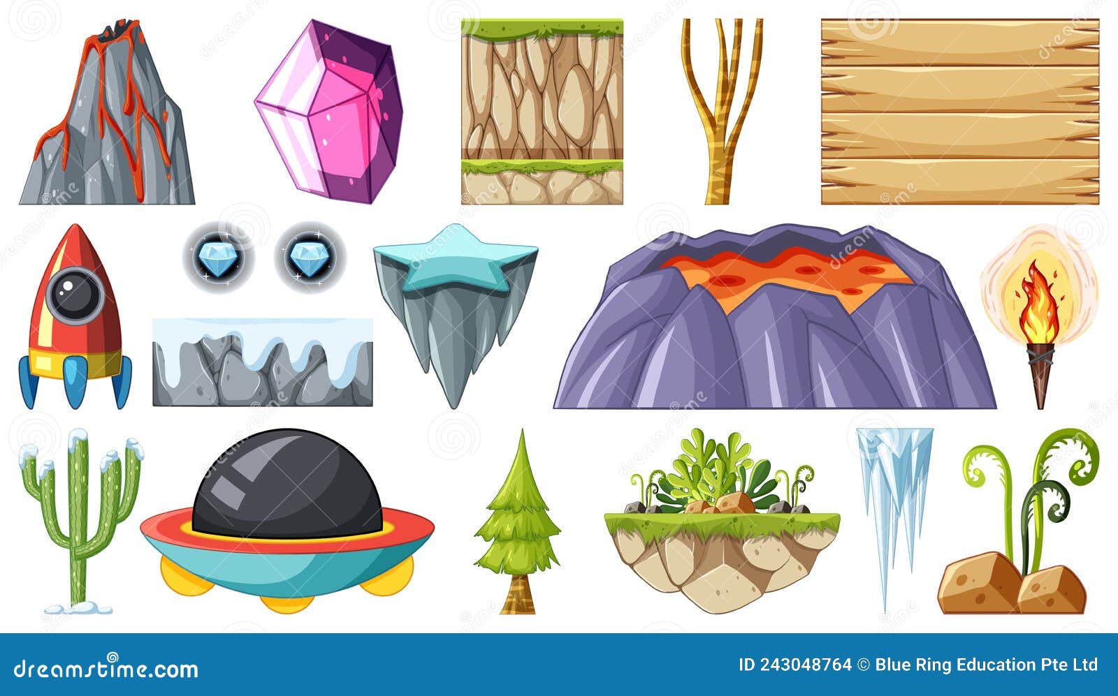 Isolated Fantasy Space Game Objects and Elements Set Stock Vector ...