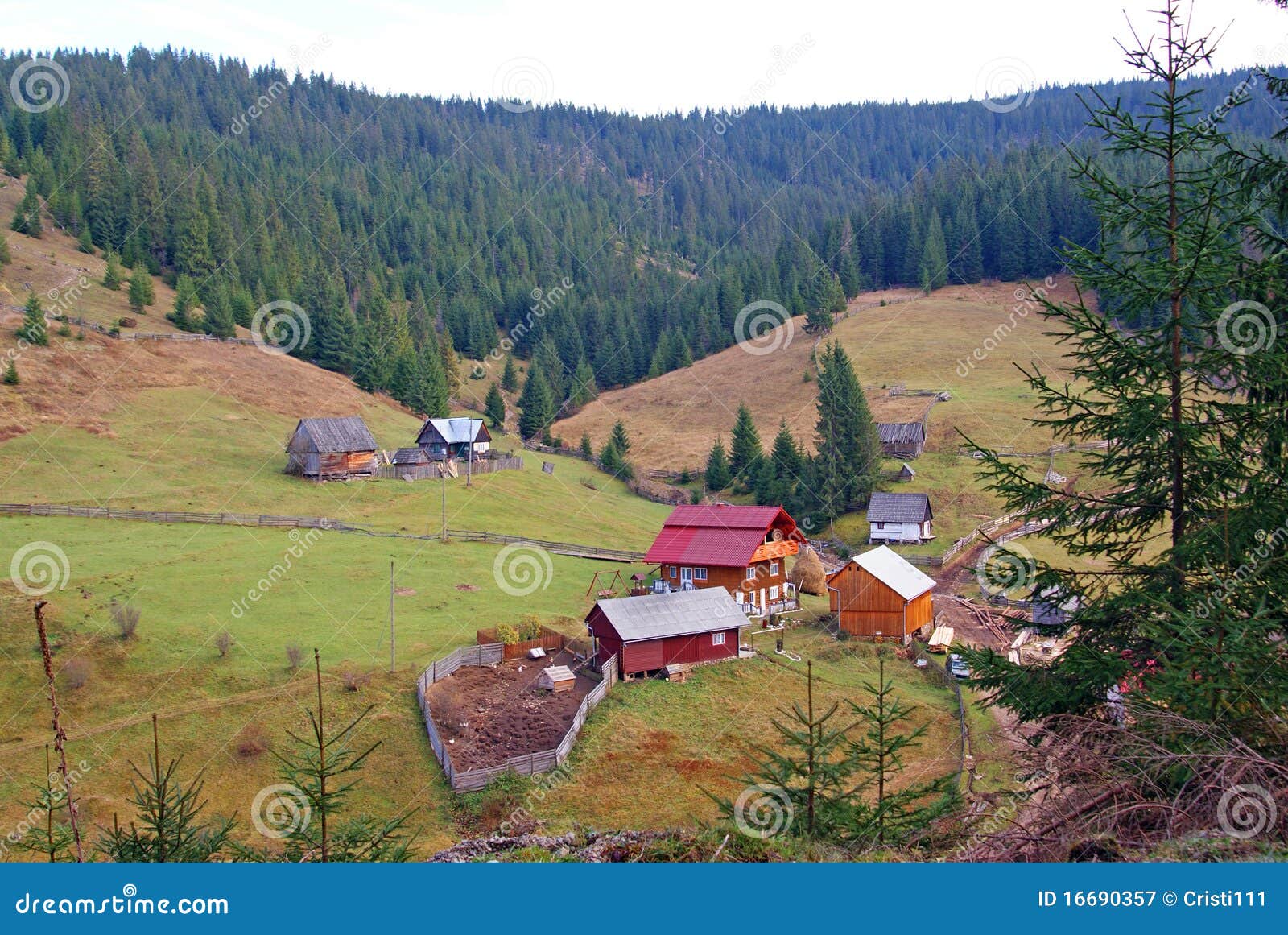 Isolated Farm House in Mountain Stock Image - Image of life, curved ...