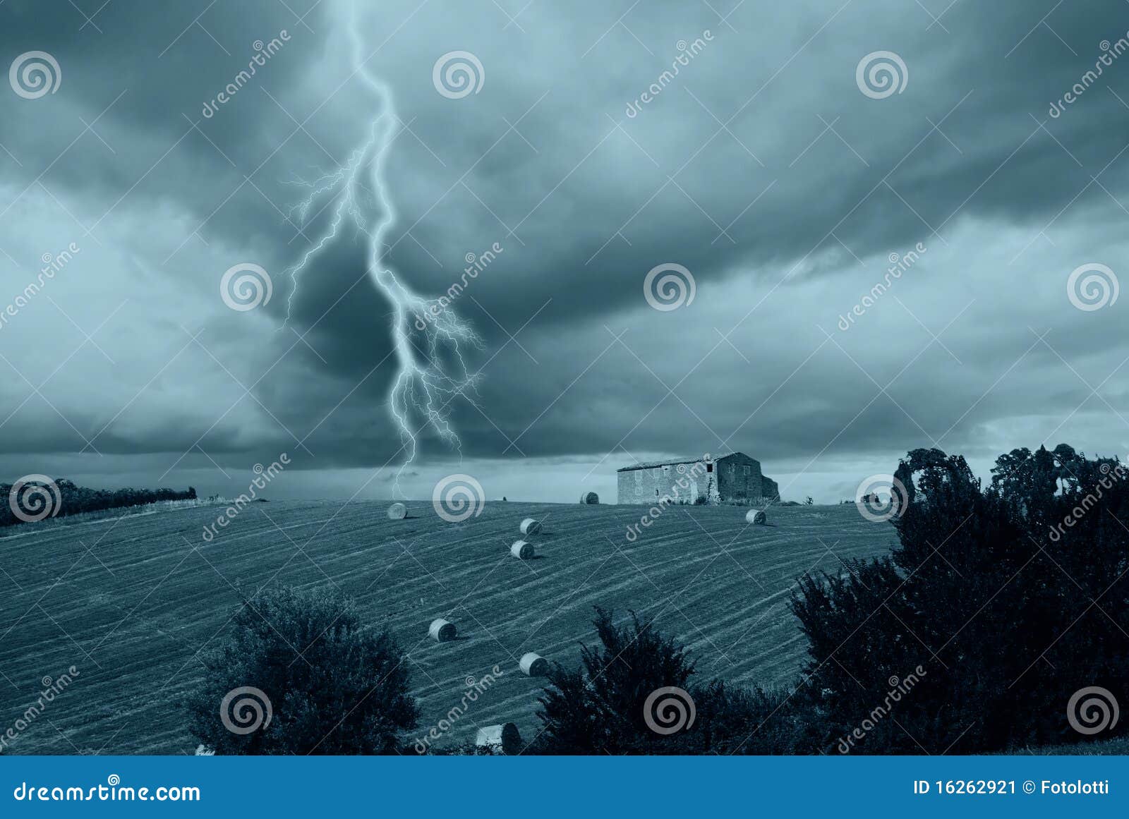 Isolated Farm Under Cloudy Sky Stock Image - Image of field, farm: 16262921