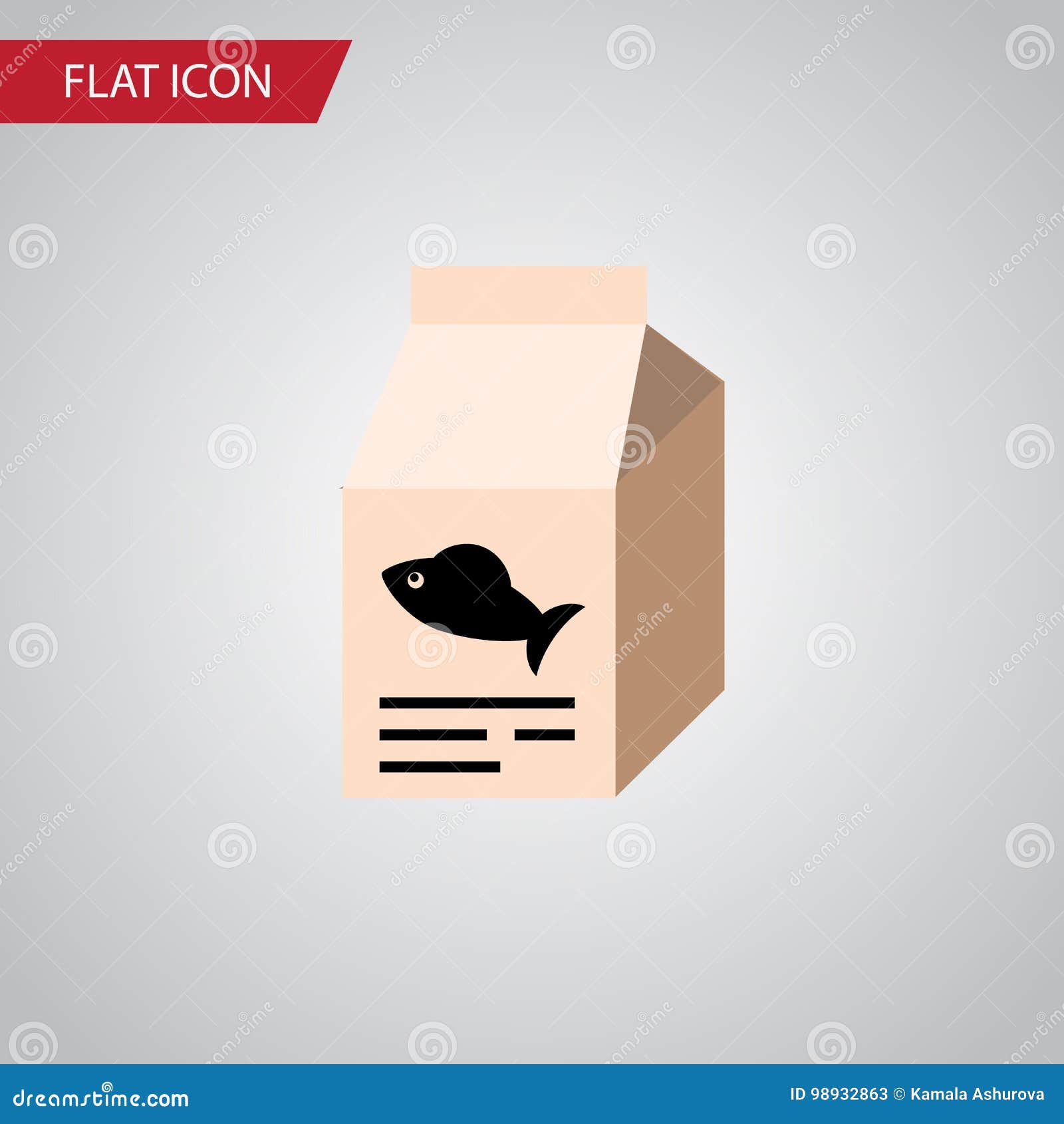Isolated Feeding Box Flat Icon. Fish Nutrient Vector Element Can Be ...