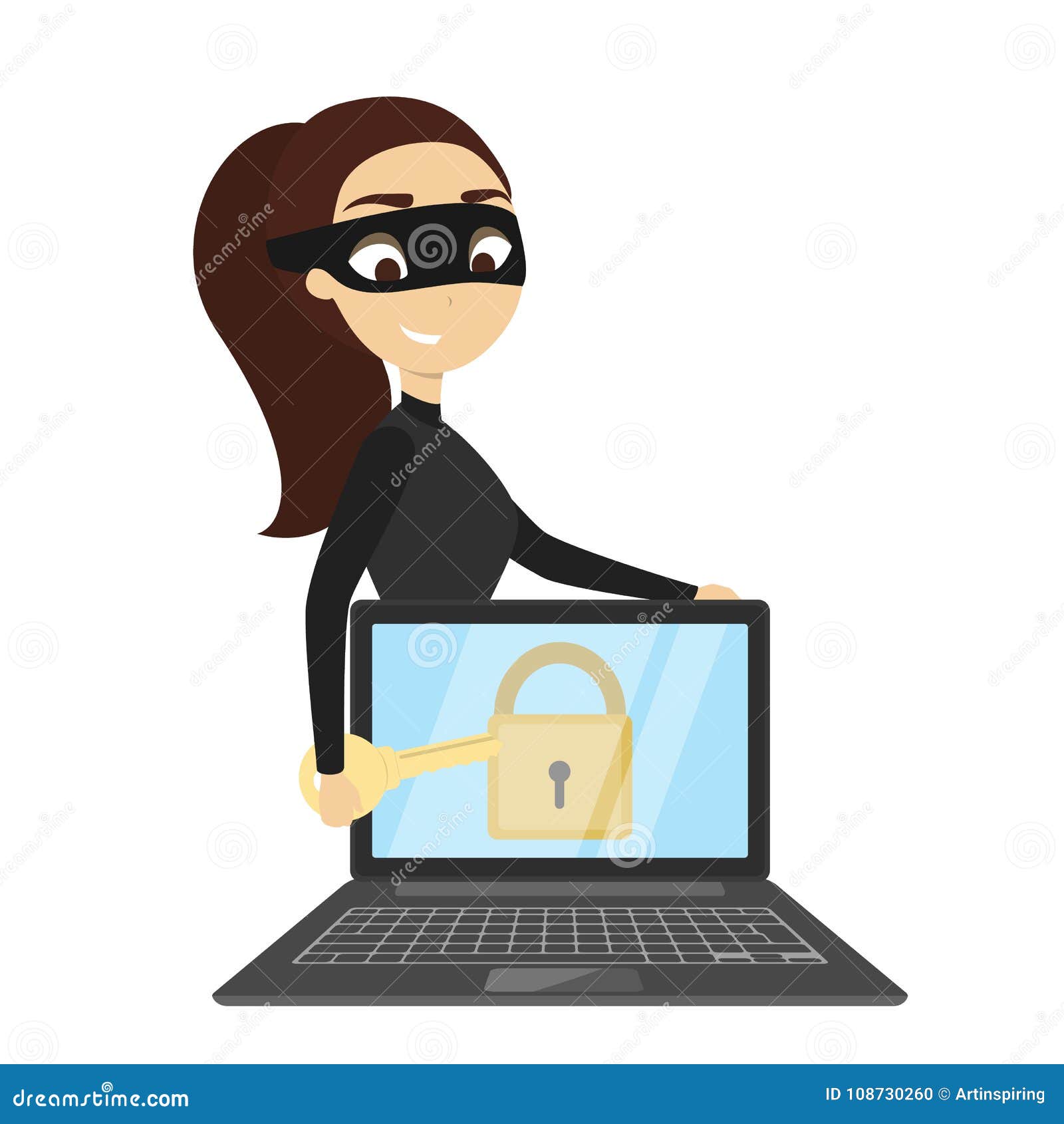 Isolated female hacker. stock vector. Illustration of design - 108730260