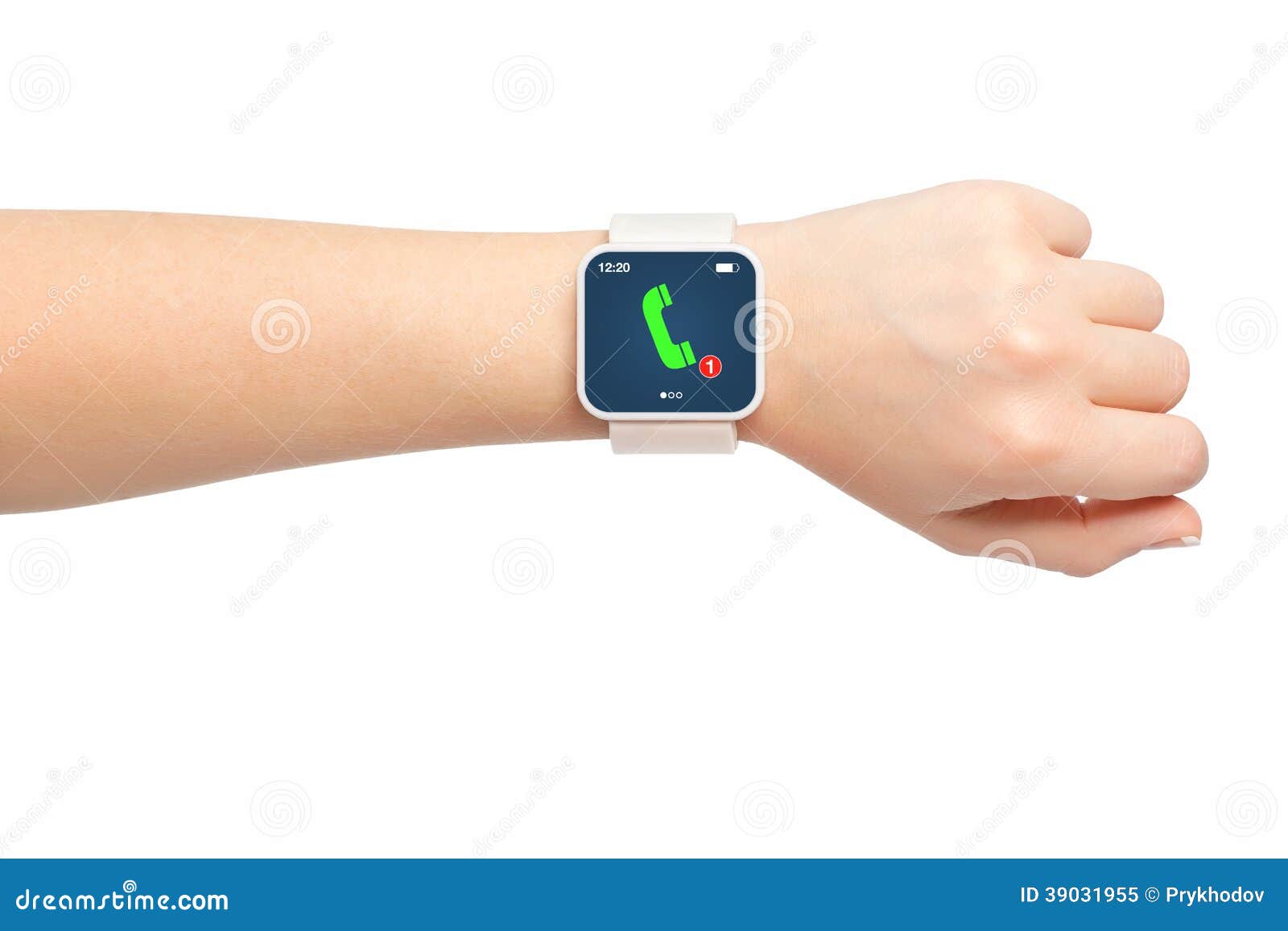 Isolated Female Hand with Smartwatch Phone Call Stock Image - Image of ...