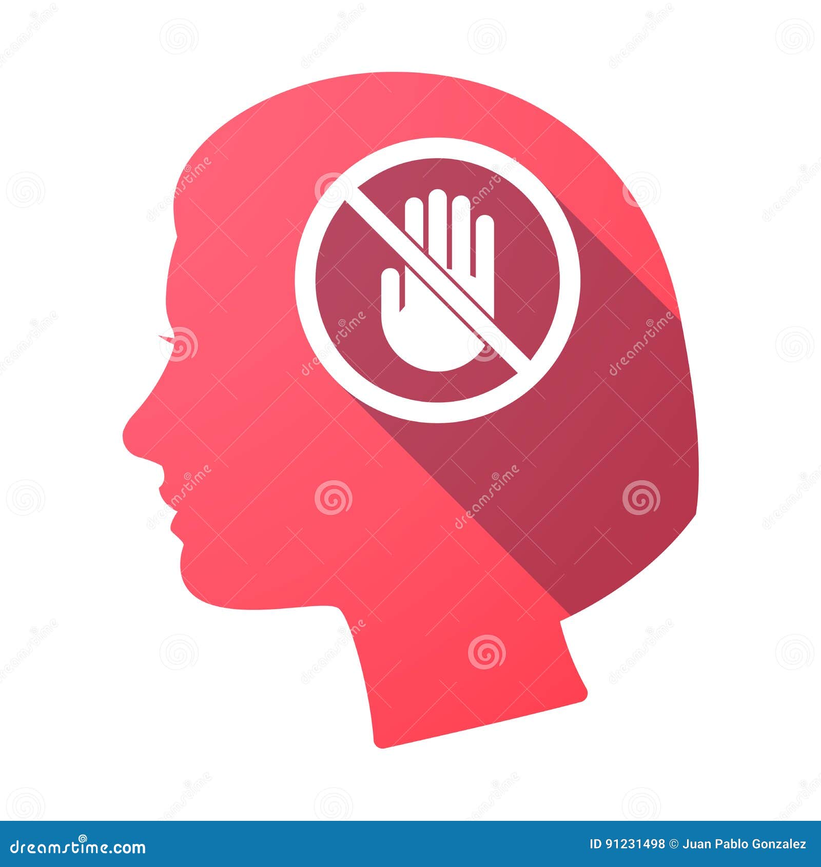 Isolated Female Head with a Hand in a Not Allowed Signal Stock ...