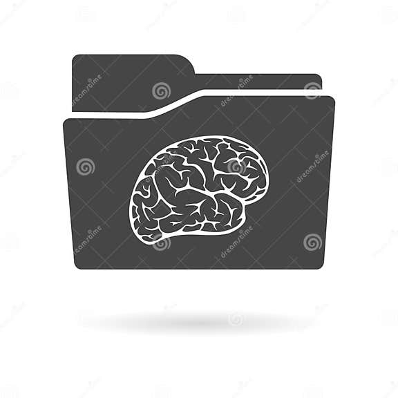 Isolated File Folder Icon with a Brain Stock Vector - Illustration of ...