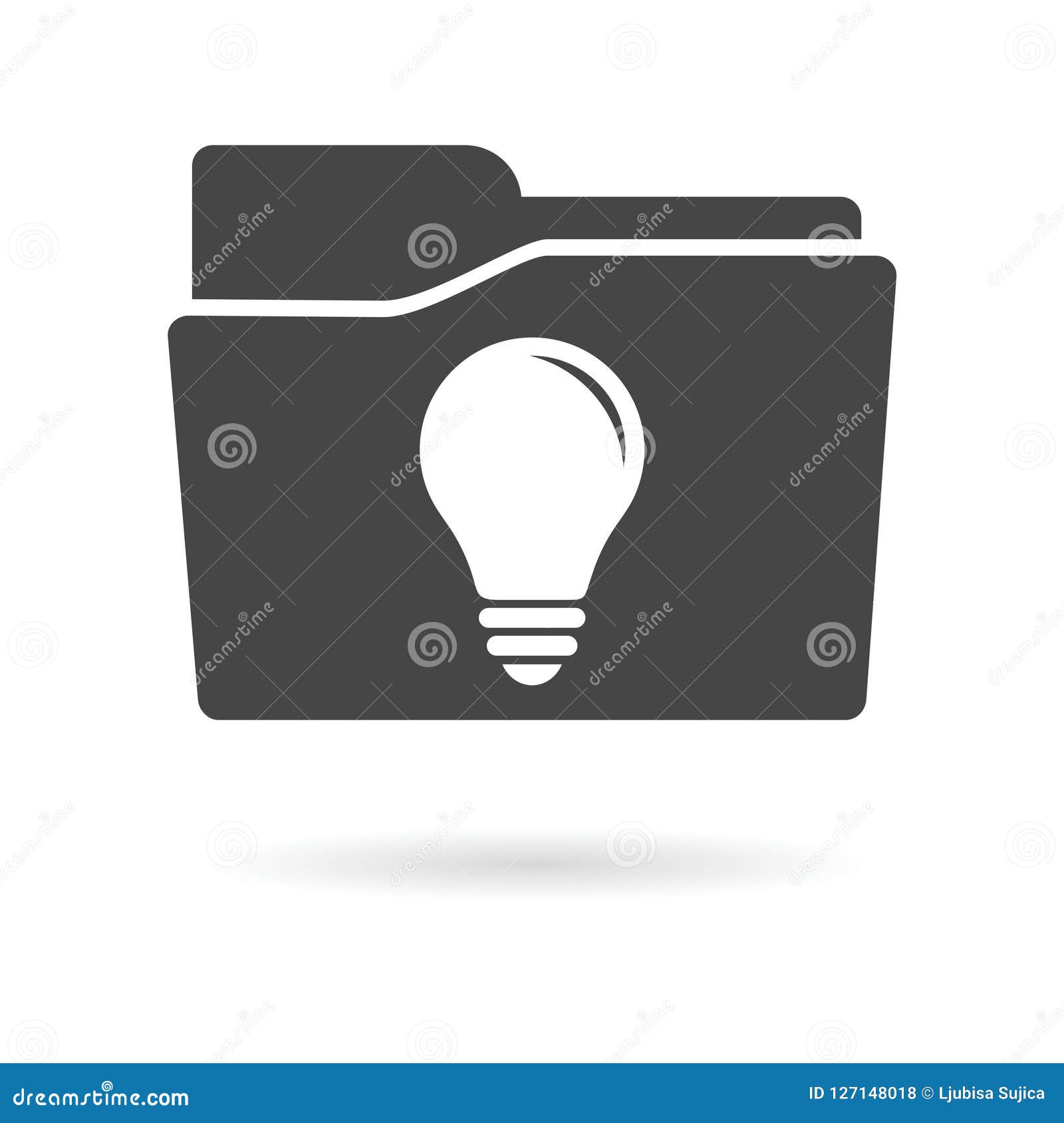 Isolated File Folder Icon with a Light Bulb Stock Vector - Illustration ...