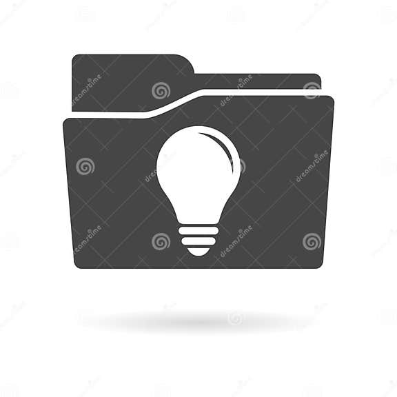 Isolated File Folder Icon with a Light Bulb Stock Vector - Illustration ...
