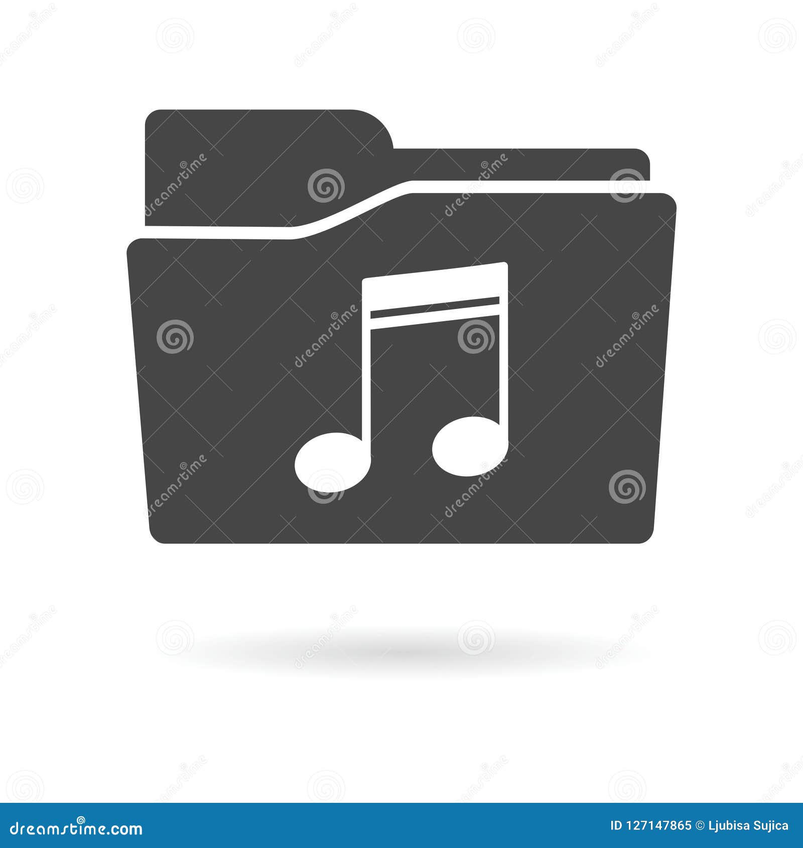 Isolated File Folder Icon with a Music Note Stock Vector - Illustration ...