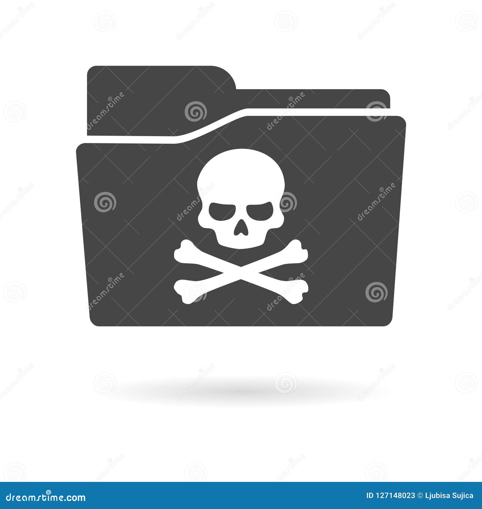 Isolated File Folder Icon with a Skull Stock Vector - Illustration of ...