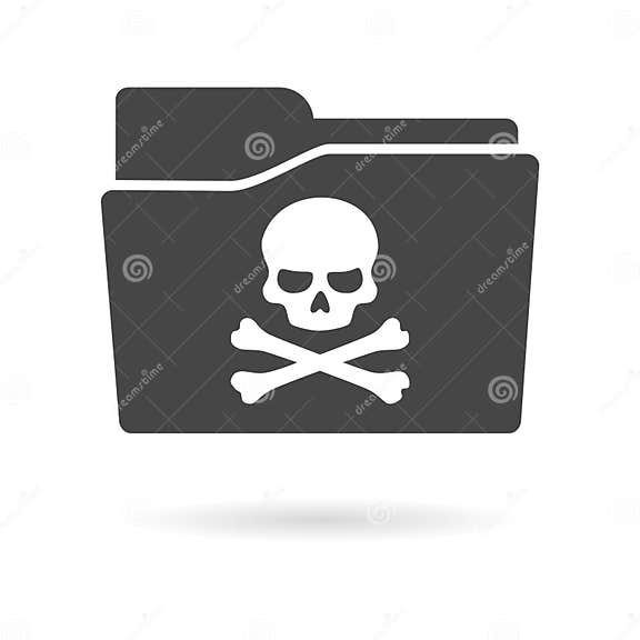 Isolated File Folder Icon with a Skull Stock Vector - Illustration of ...