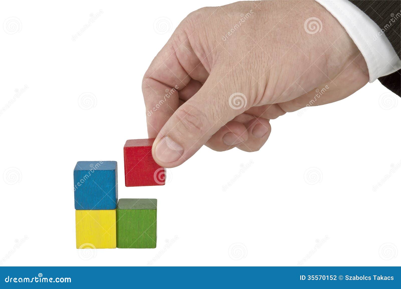 Isolated Finishing Four Color Blocks Stock Photo - Image of ideas, blue ...