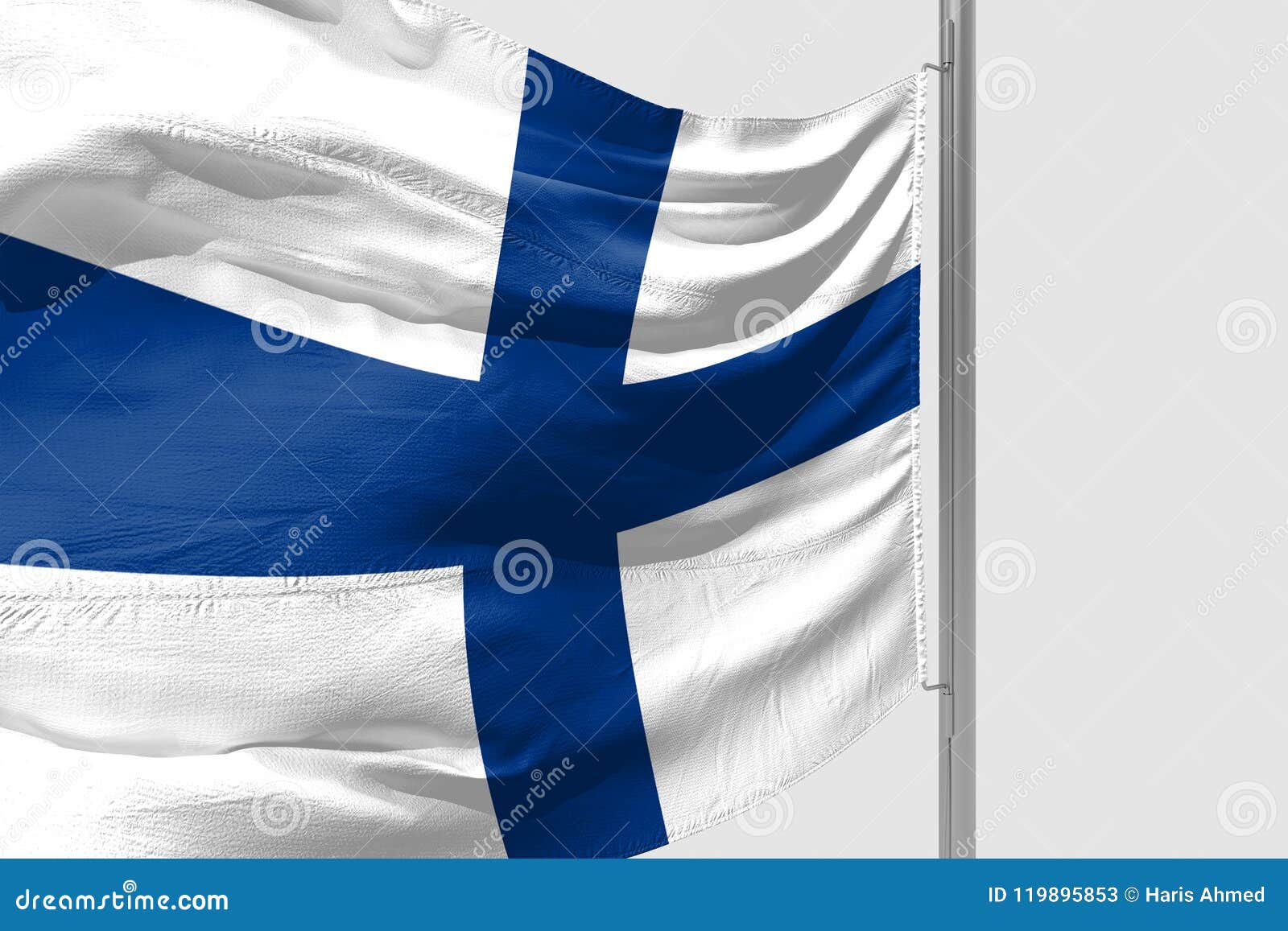 Isolated Finland Flag Waving, 3D Realistic Finland Flag Rendered Stock ...