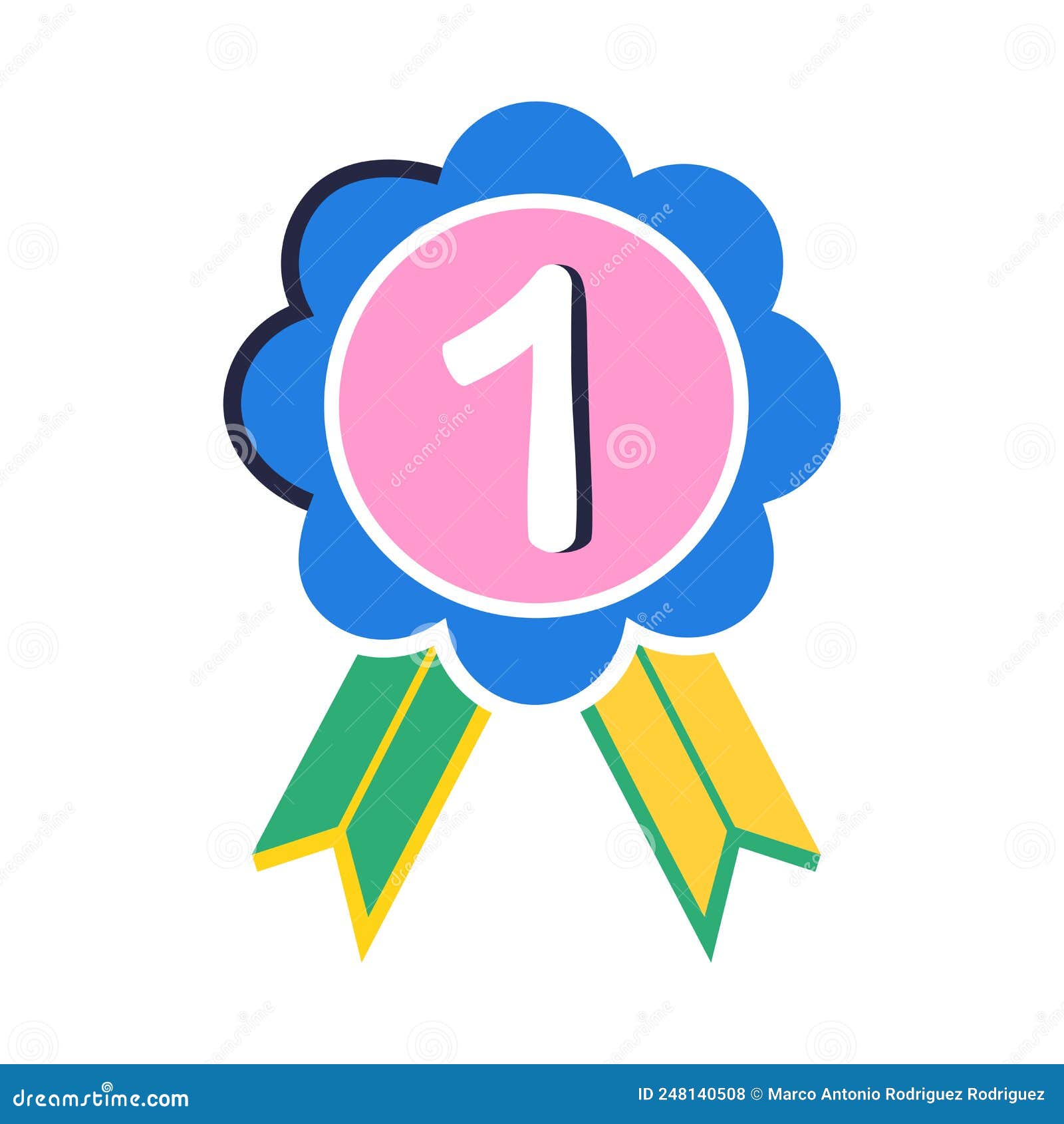 Isolated First Place Medal Icon School Supply Flat Design Vector Stock ...