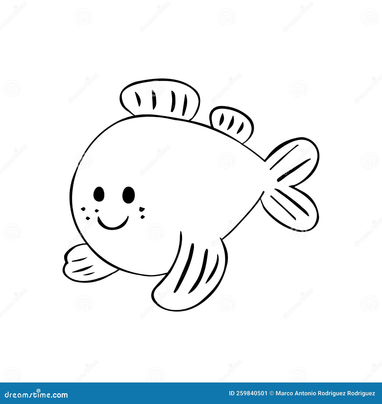 Isolated Fish Black Draw Line Vector Illustration Stock Vector ...