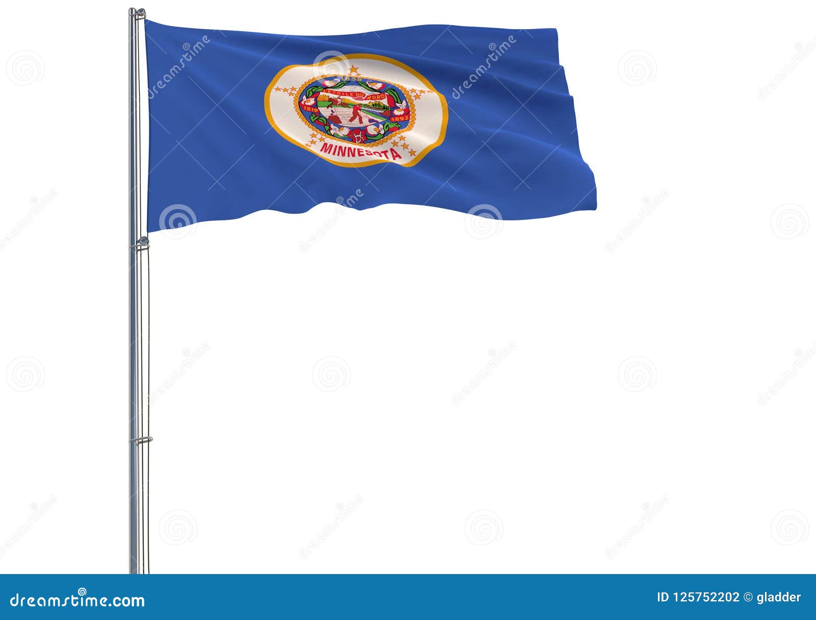 Isolated Flag of the US State of Minnesota is Flying in the Wind Stock ...