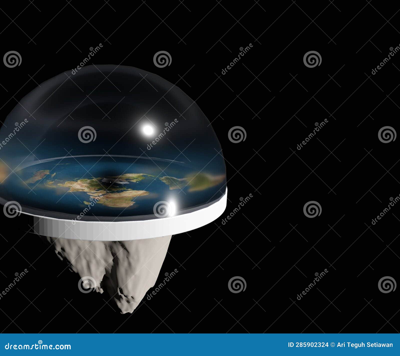 Isolated Flat Planet Earth with Dome Stock Illustration - Illustration ...