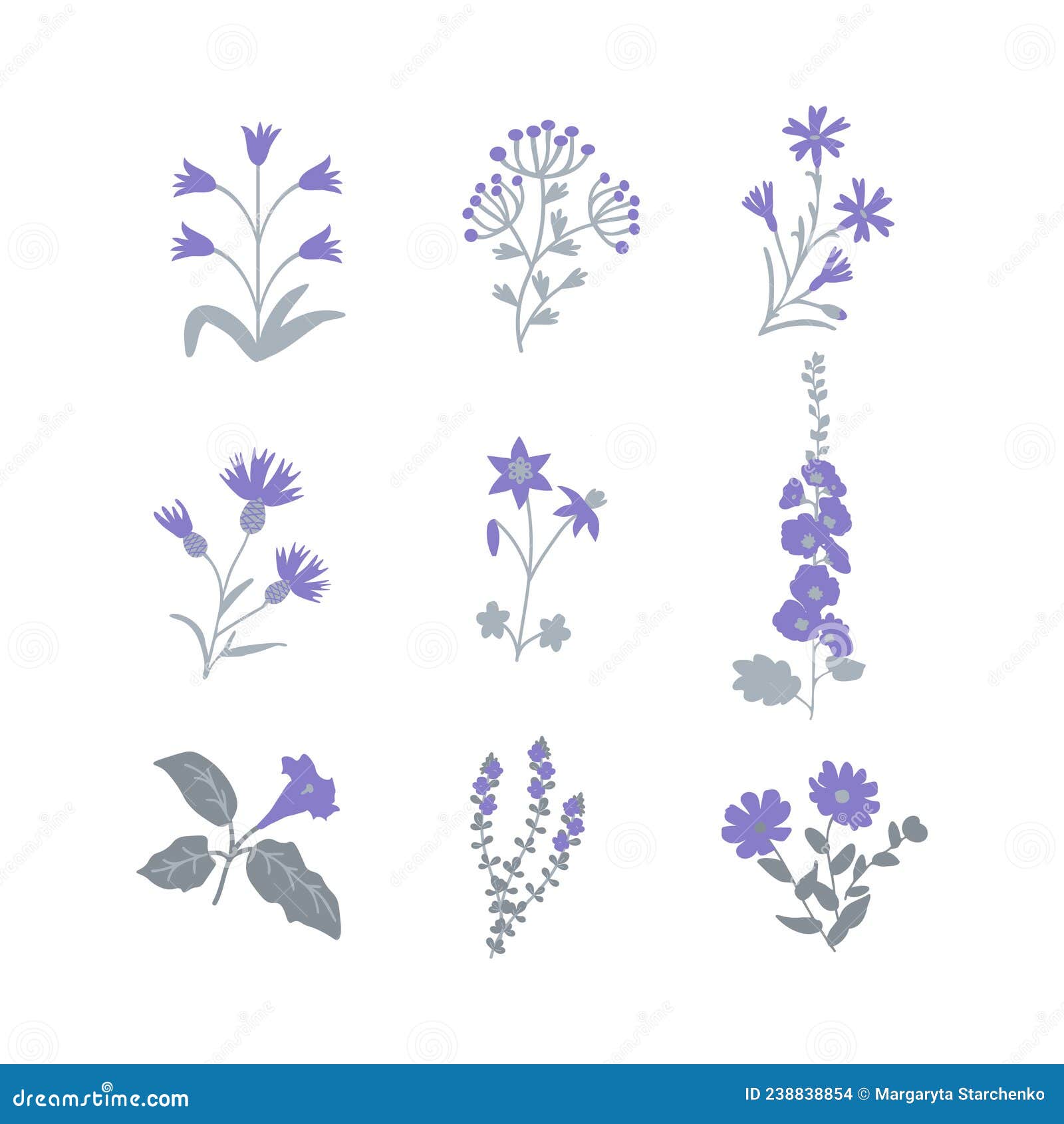 Isolated flowers set stock vector. Illustration of leaf - 238838854