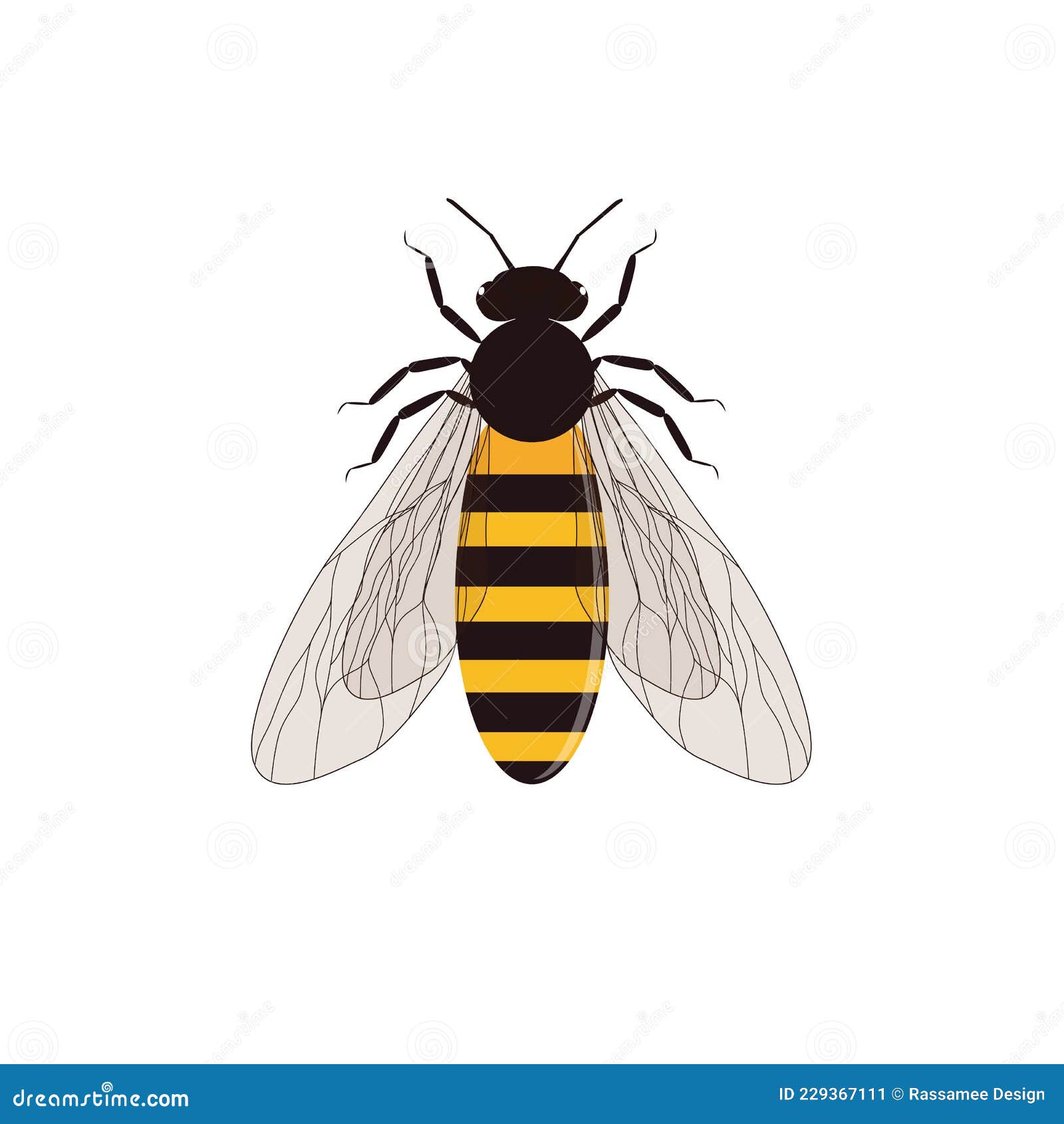 Isolated of Flying Bee on White Stock Vector - Illustration of tattoo ...