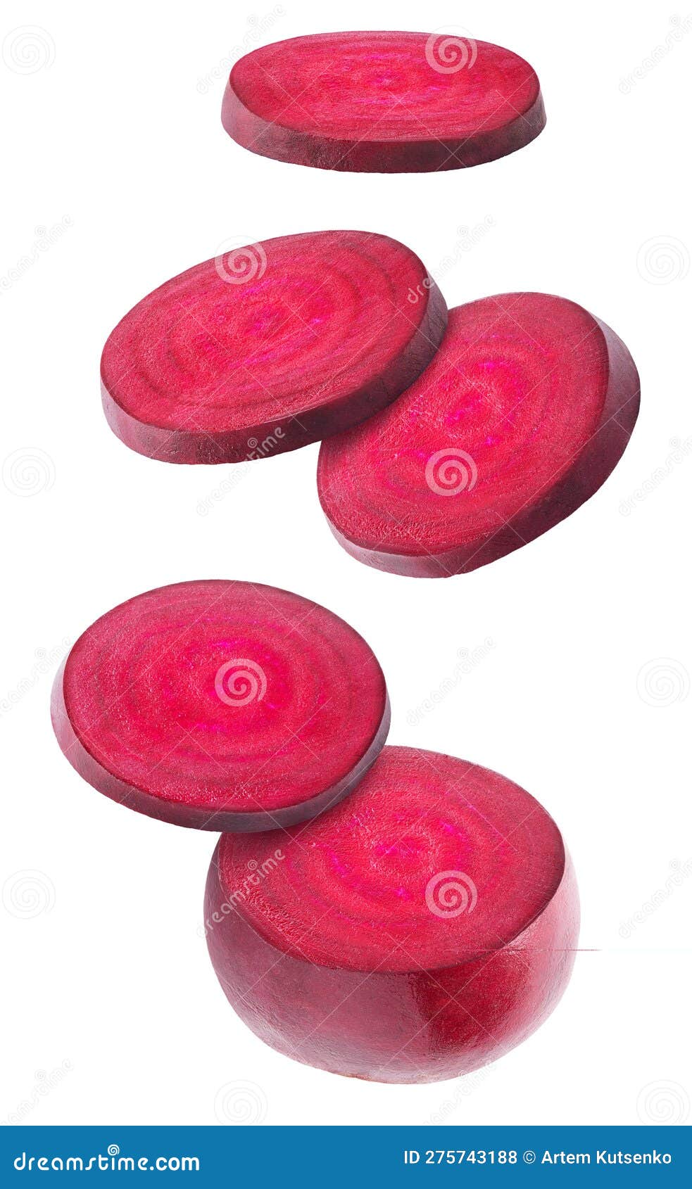 Isolated Flying Beetroots. Falling Sliced Beetroot Isolated on White ...