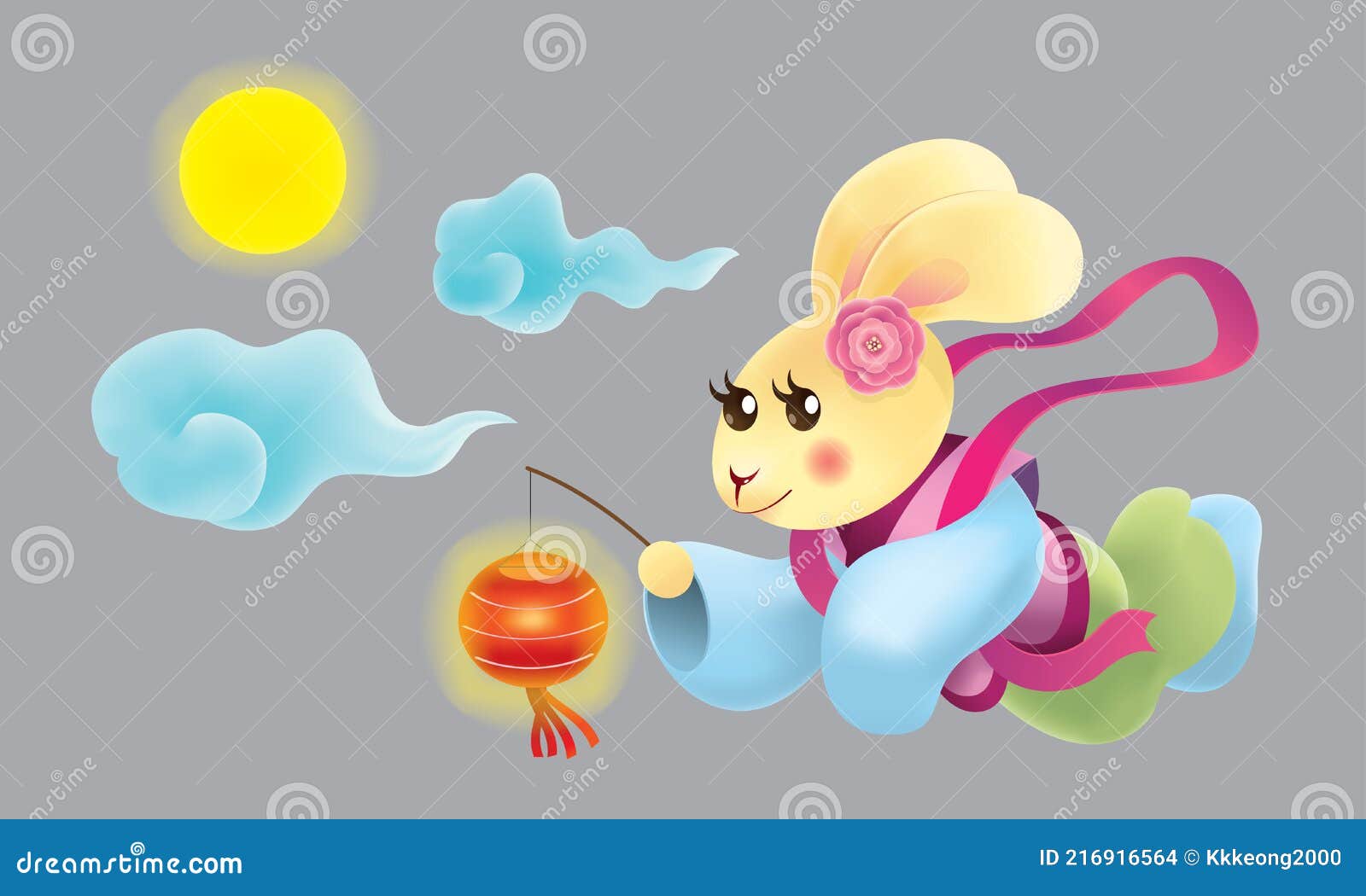 An Isolated Flying Rabbit Goddess. Stock Vector - Illustration of ...