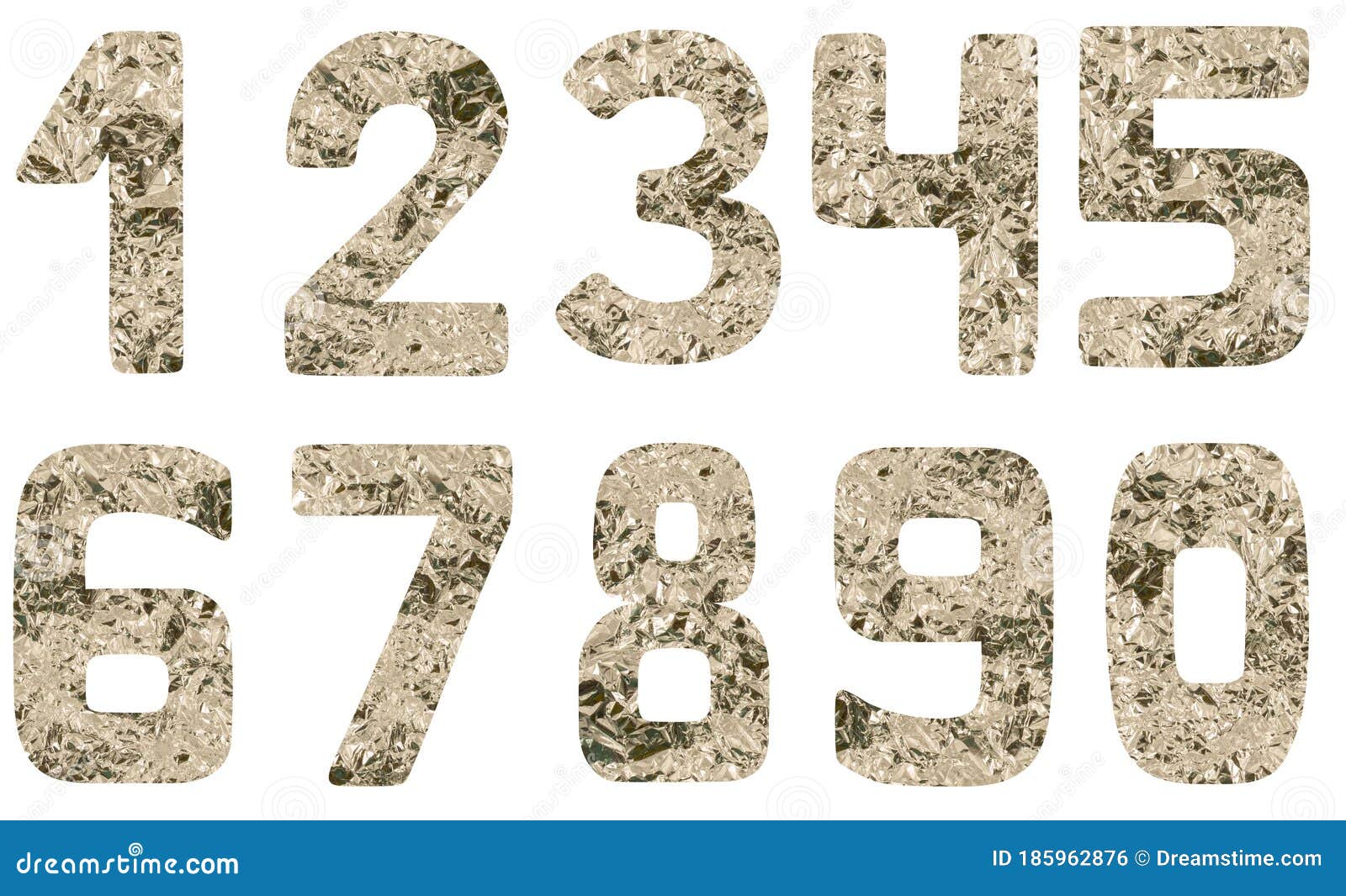 Isolated Font Set of Numbers 0-9 from Zero To Nine Made of Crumpled ...