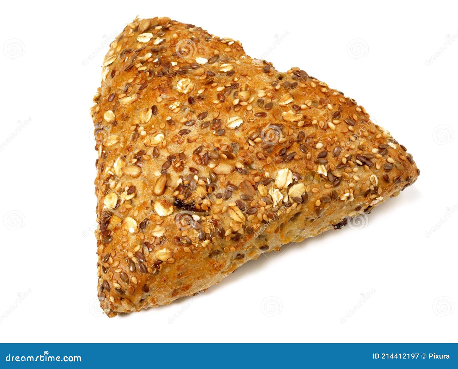 Triangle Cereal Bread Roll on White Background - Isolated Stock Image ...