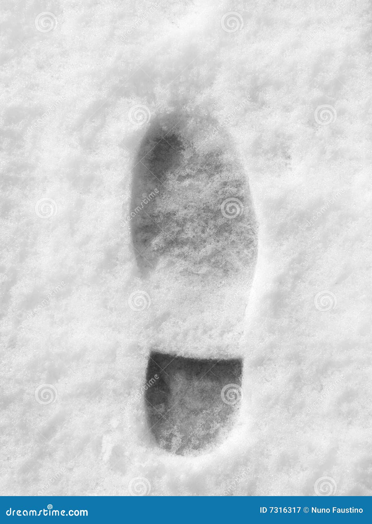 Isolated footprint in snow stock image. Image of details - 7316317