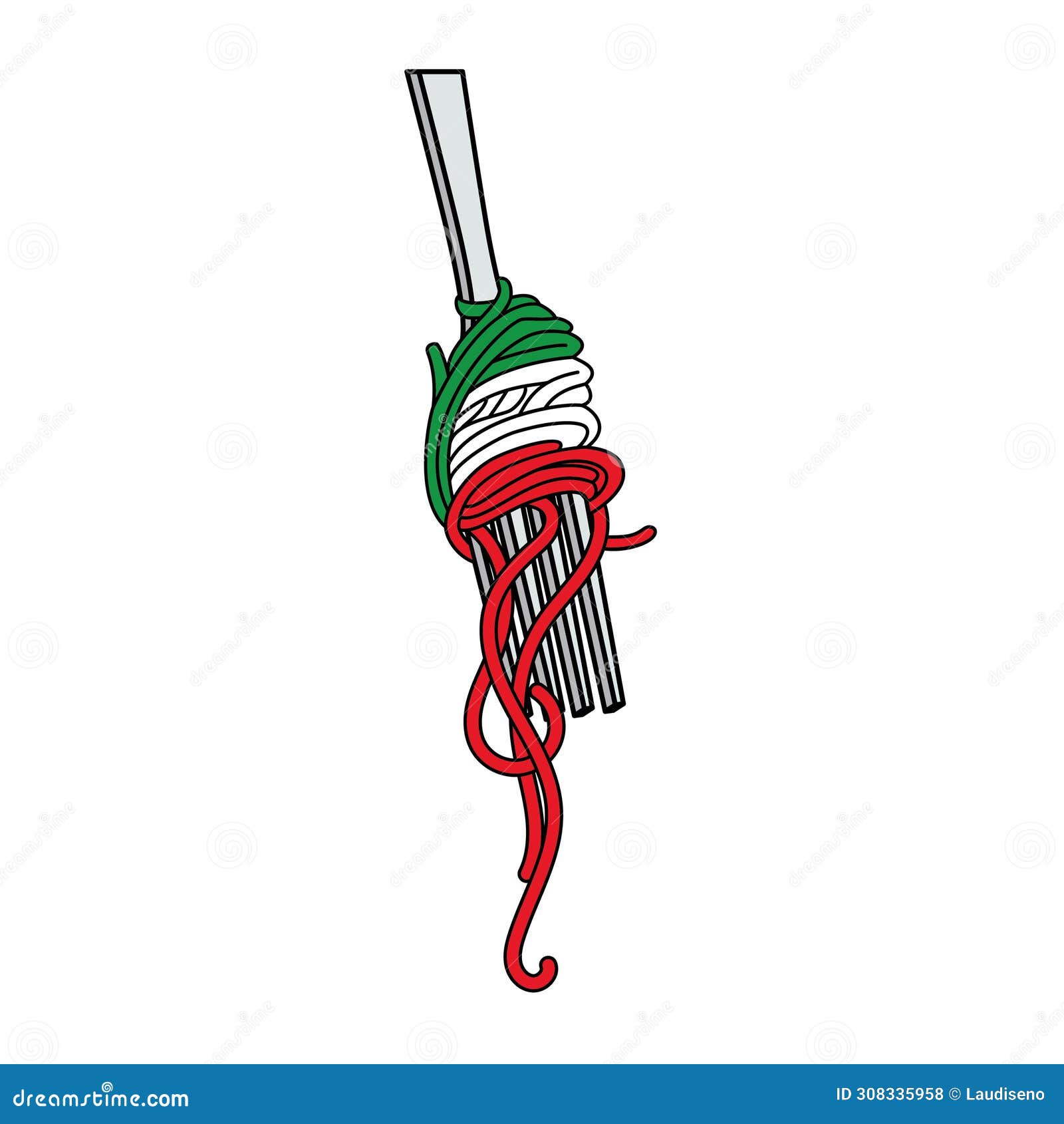 Isolated Fork with Pasta and the Flag of Italy Vector Stock Vector ...