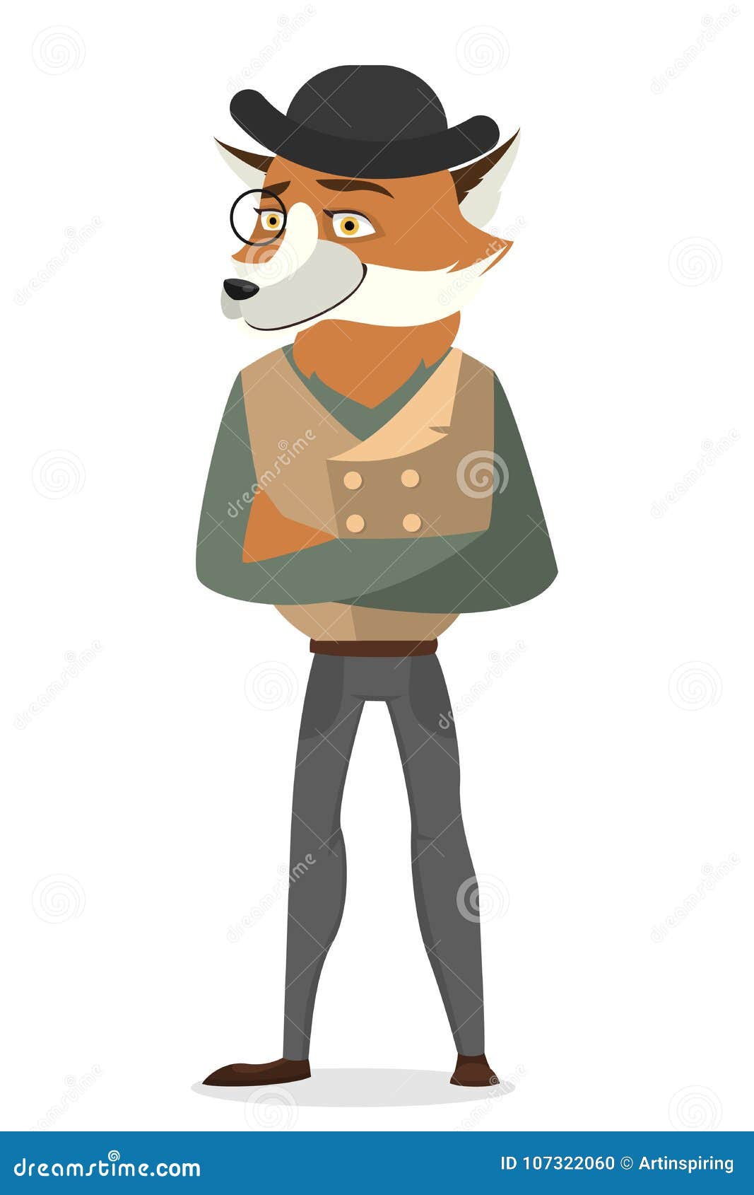 Isolated fox man. stock vector. Illustration of fashion - 107322060