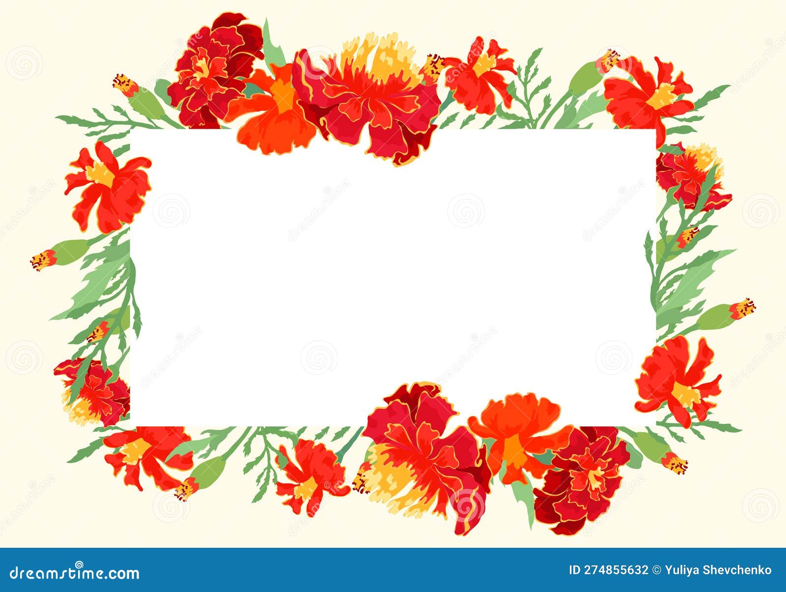 Isolated Frame with Hand Drawn Garden Flowers Stock Vector ...