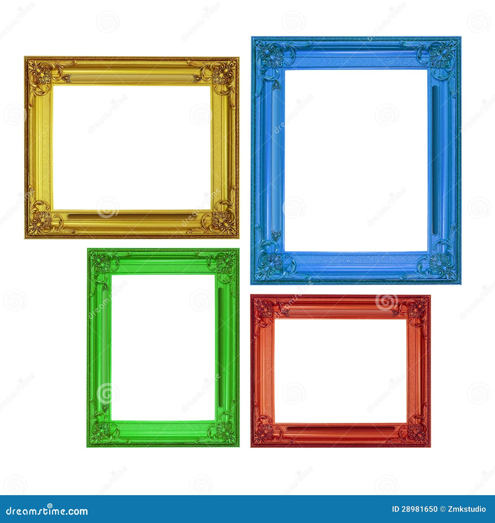 Isolated Frames in Classic Style in Four Colors Stock Photo - Image of ...