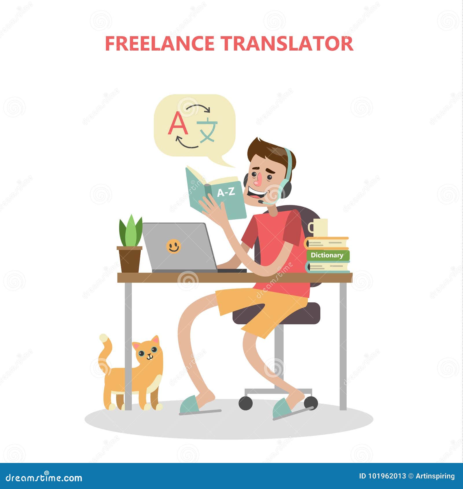 Isolated Freelance Translator. Stock Vector - Illustration of people ...