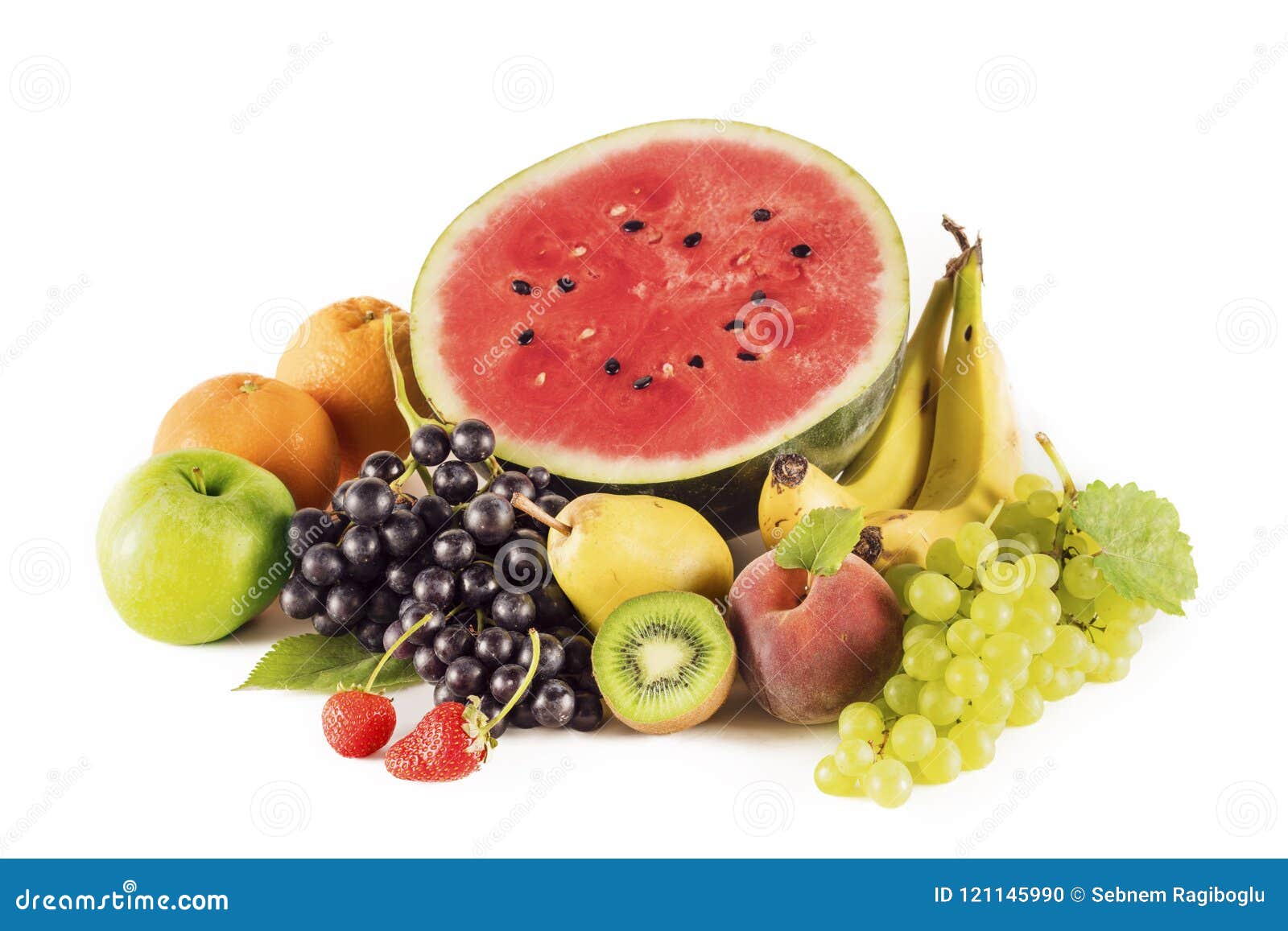 Isolated Fresh Fruit Pile on the Floor Stock Photo - Image of grapes ...