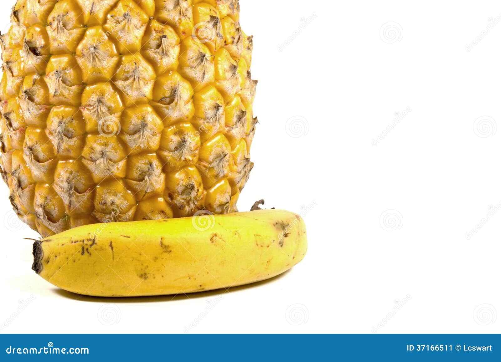 Isolated Fresh Pineapple and Bannana on White Stock Image - Image of ...
