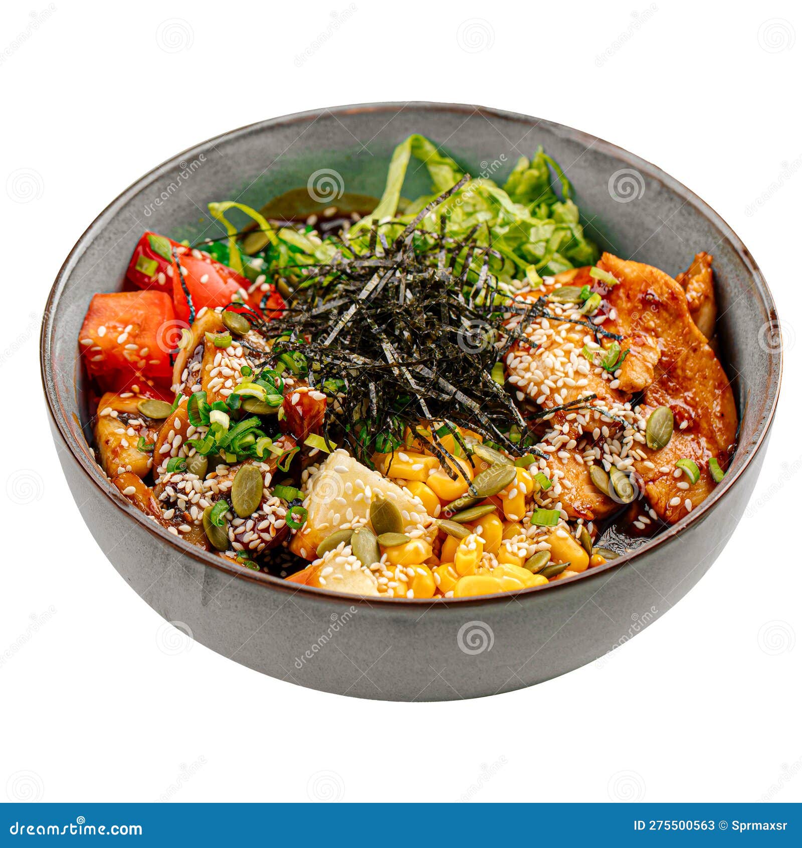 Isolated Fried Chicken Poke Bowl with Vegetables Stock Image - Image of ...